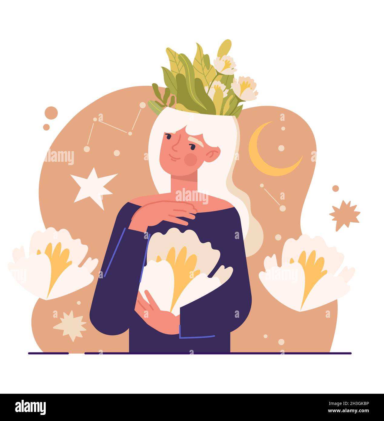 Woman brain thinking happy Stock Vector Images - Alamy