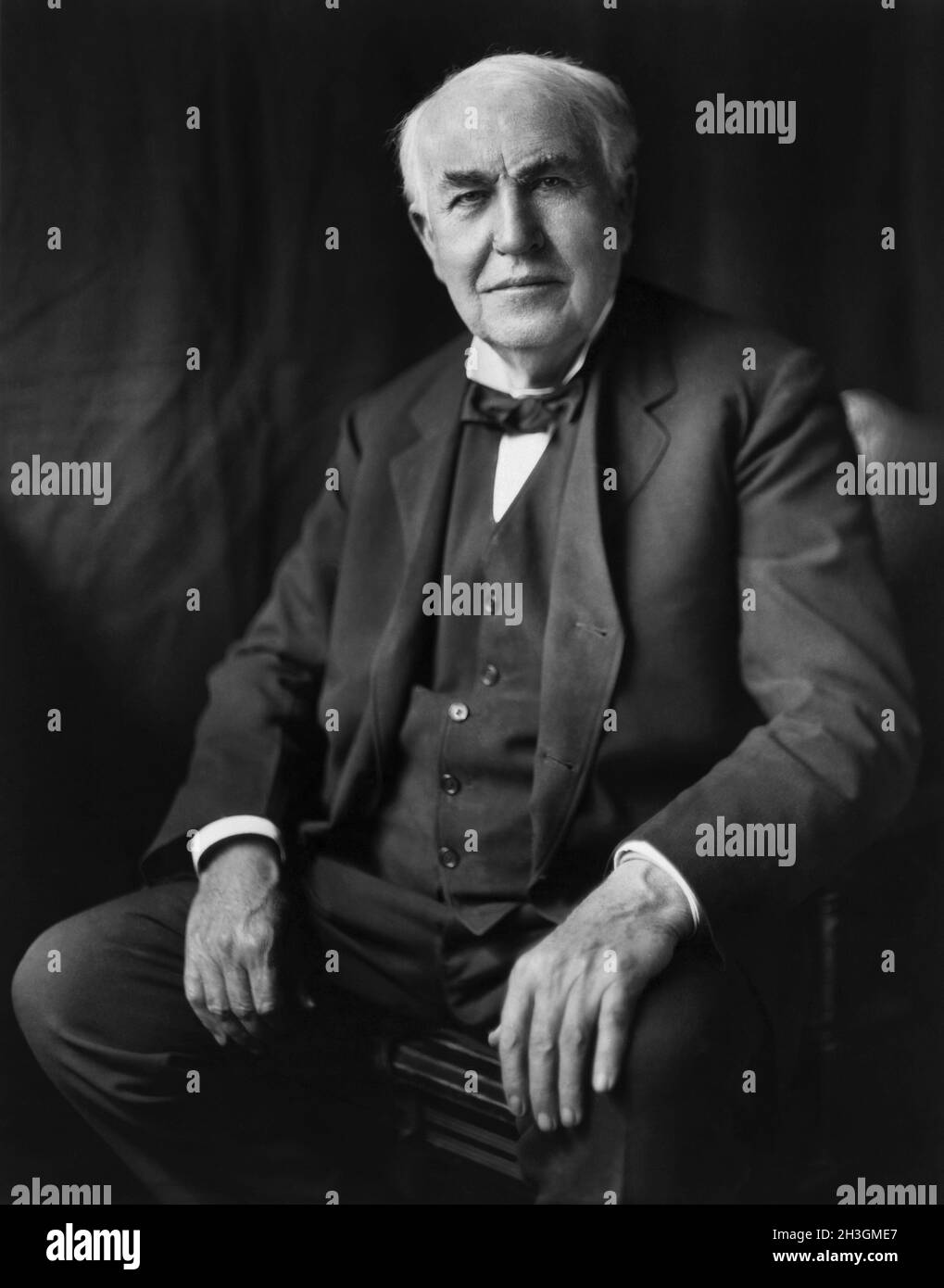 Thomas Alva Edison (1847-1931), American Inventor, half-length seated ...