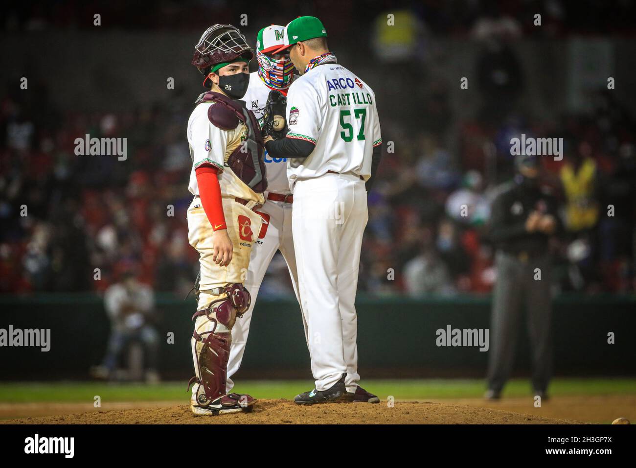 MAZATLAN, MEXICO - FEBRUARY 01: Alexis Wilson catcher, Benjamin Gil ...