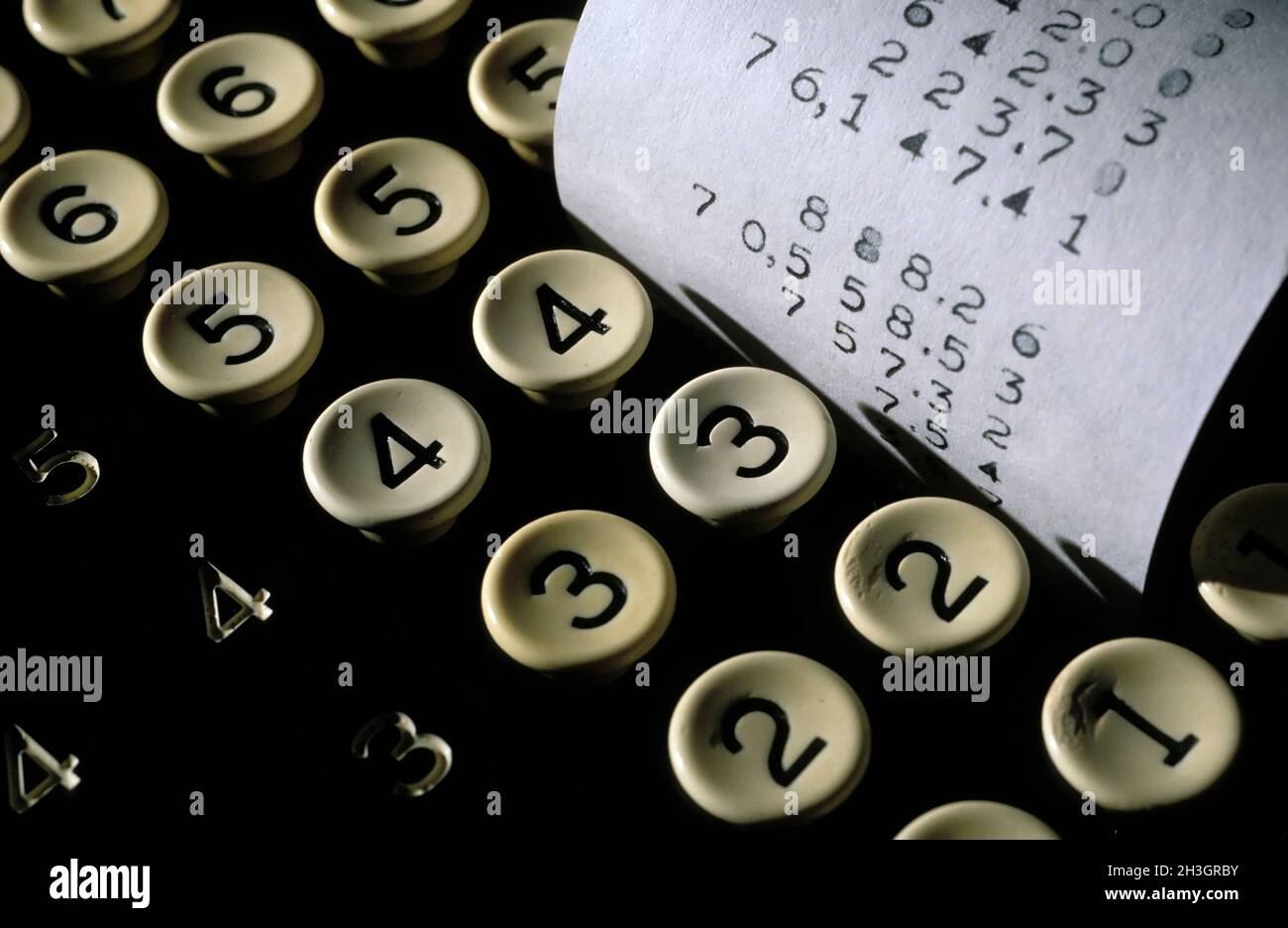 Close-up of an old adding machine and number keys Stock Photo - Alamy