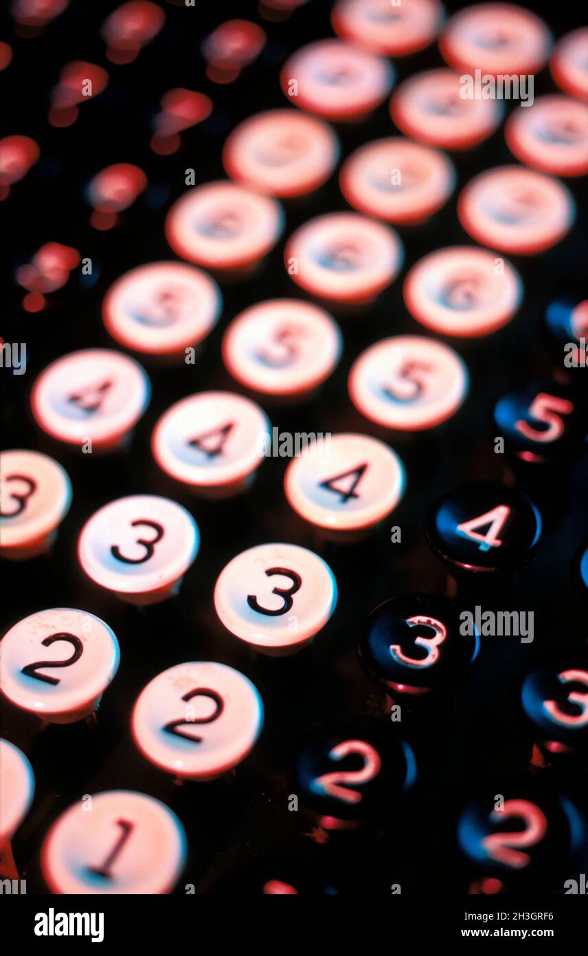 Close-up of an old adding machine and number keys Stock Photo - Alamy
