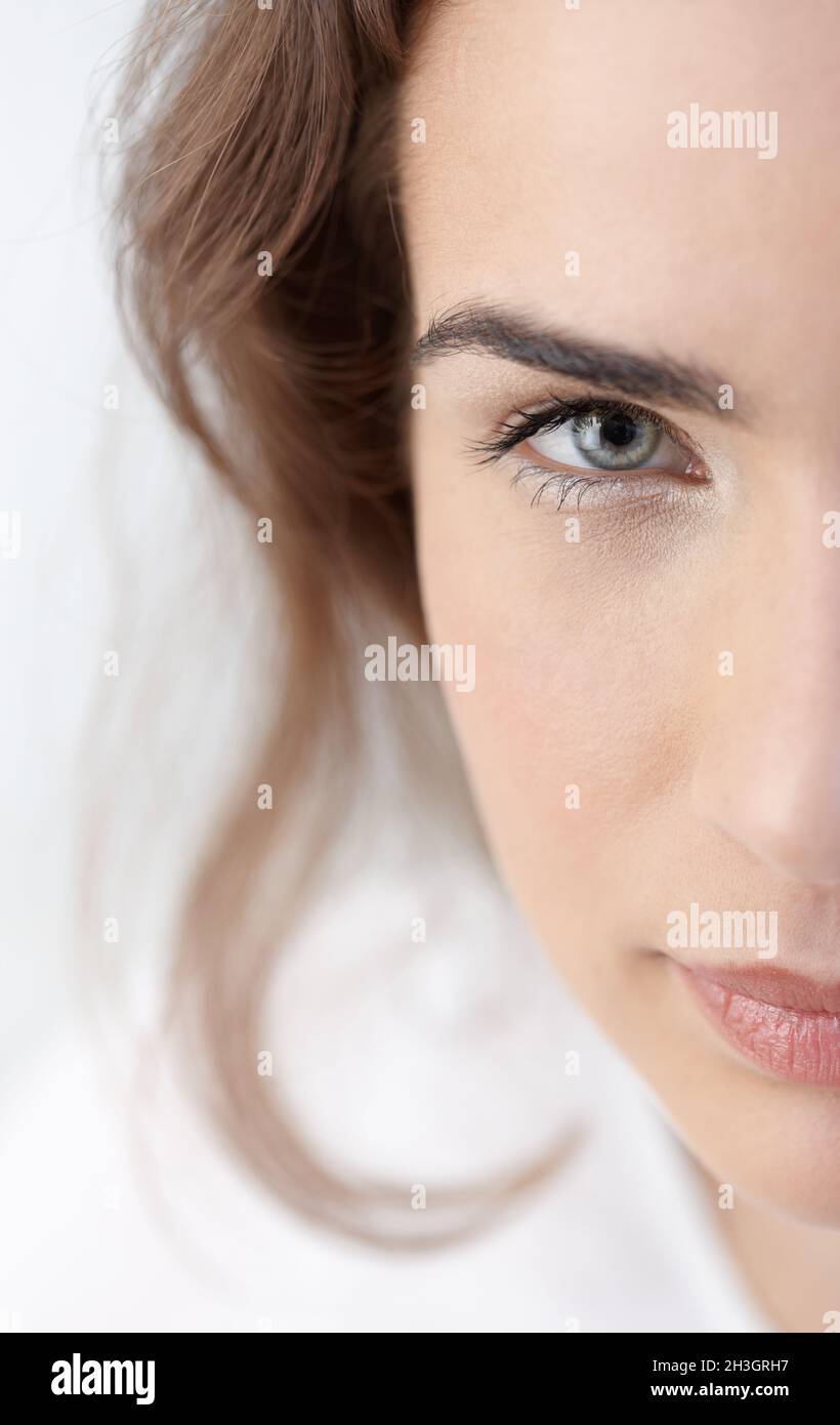 Closeup half portrait of beautiful woman Stock Photo - Alamy