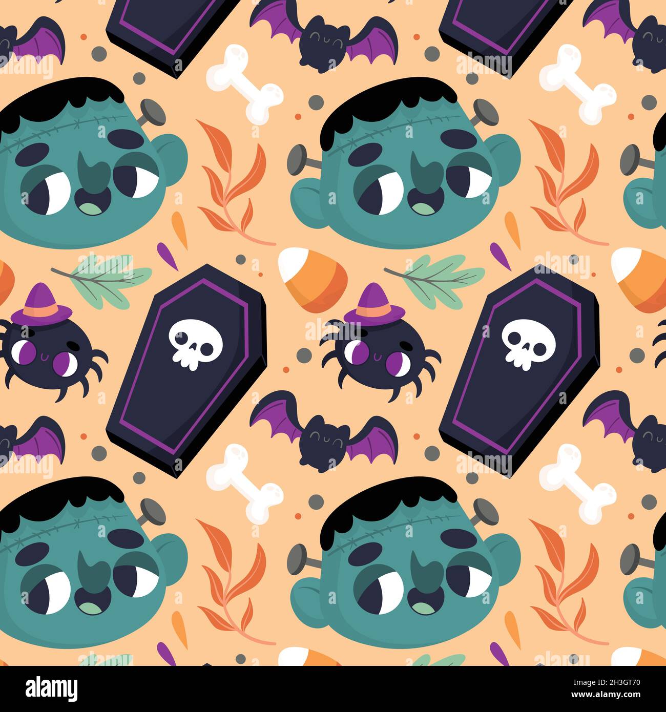 halloween pattern with scary elements design vector illustration Stock ...