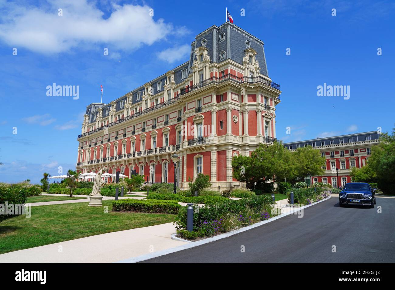 BIARRITZ, FRANCE -17 AUG 2021- View of the Hotel du Palais, a landmark ...