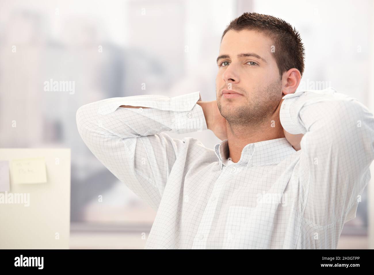 Portrait exhausted young man neck hi-res stock photography and images ...