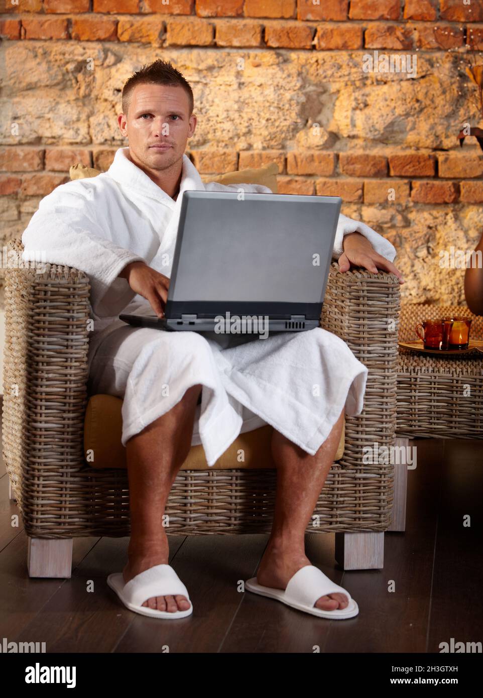 Portrait relaxing man laptop hi-res stock photography and images - Alamy