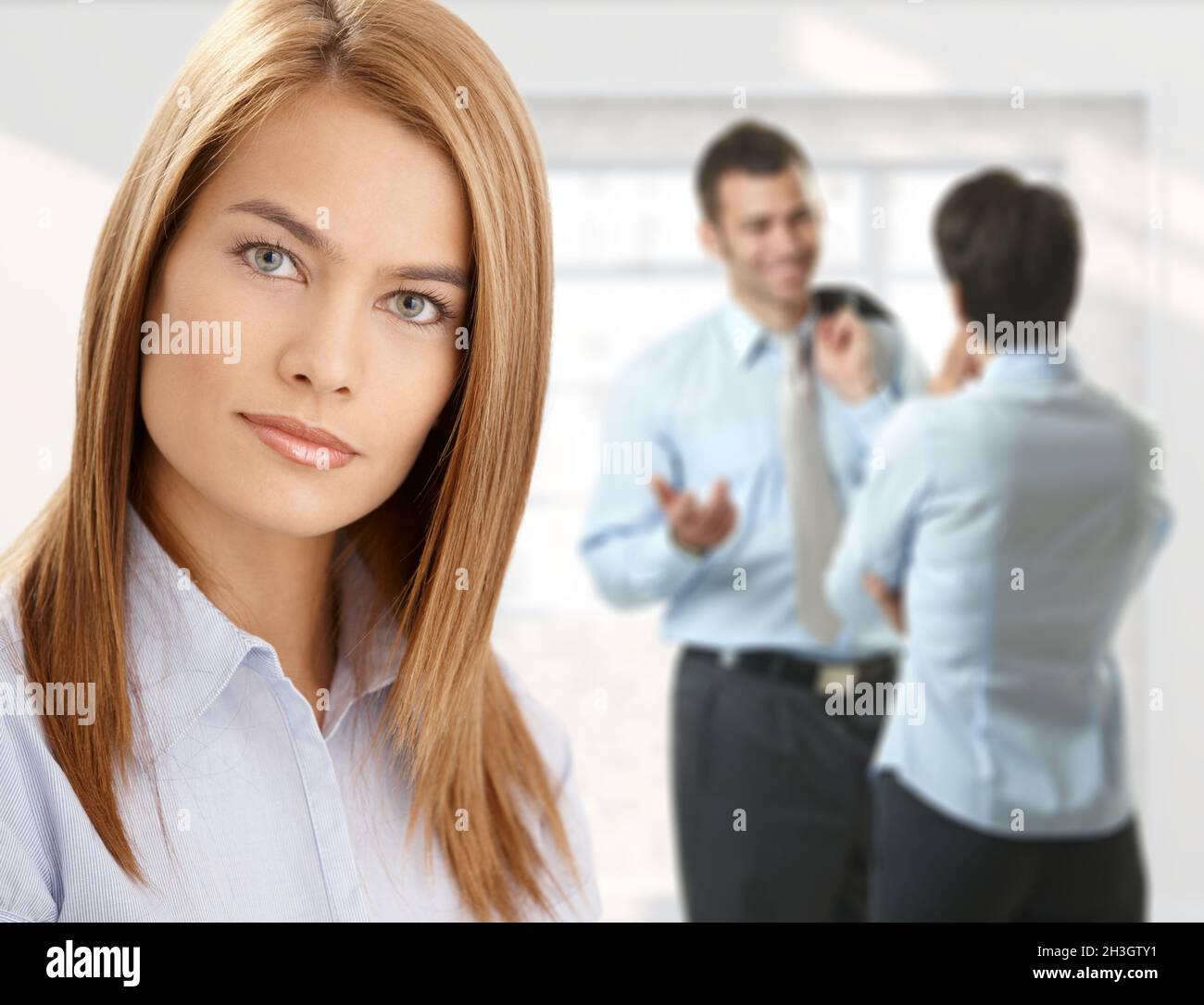 Close up coworkers talking building hi-res stock photography and images - Alamy