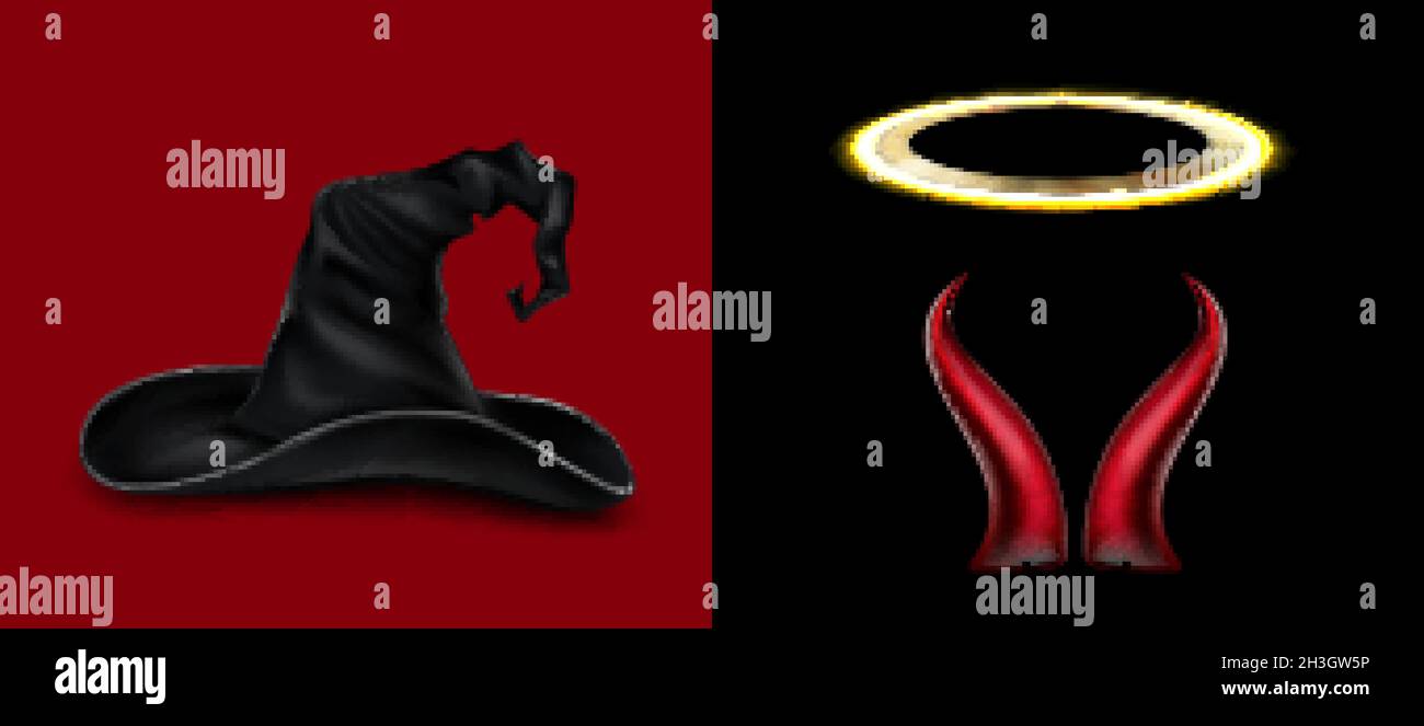 realistic halloween hats collection vector design illustration Stock ...