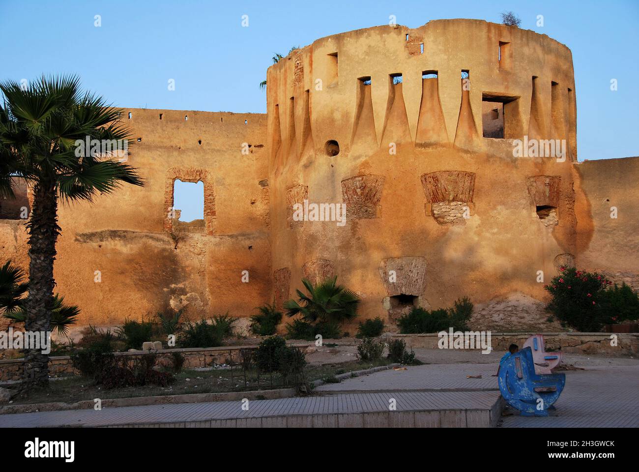 Mouth of the Oum Errabia river, the city of Azemmour in Morocco Stock ...