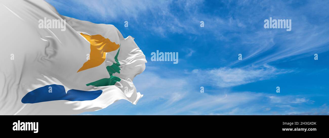 flag of Gangwon Province , South Korea at cloudy sky background on ...