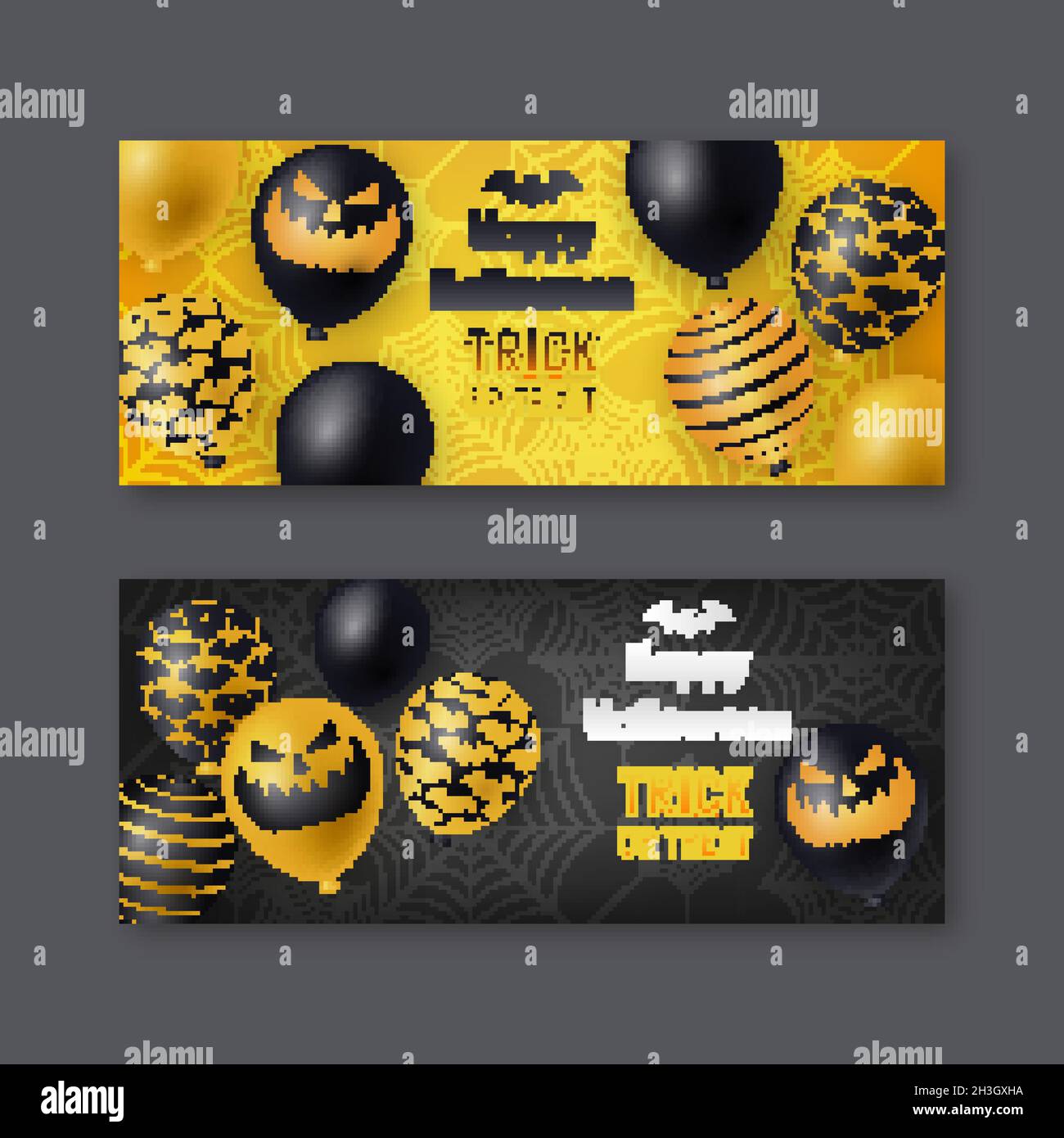 realistic halloween horizontal banners set vector design illustration ...