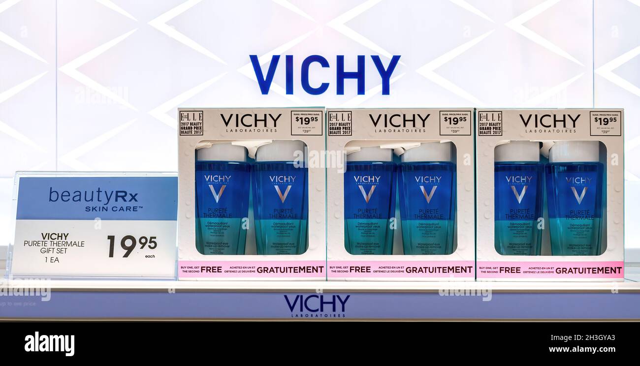 Toronto, Ontario, Canada-October 20, 2019: Vichy products on display in ...