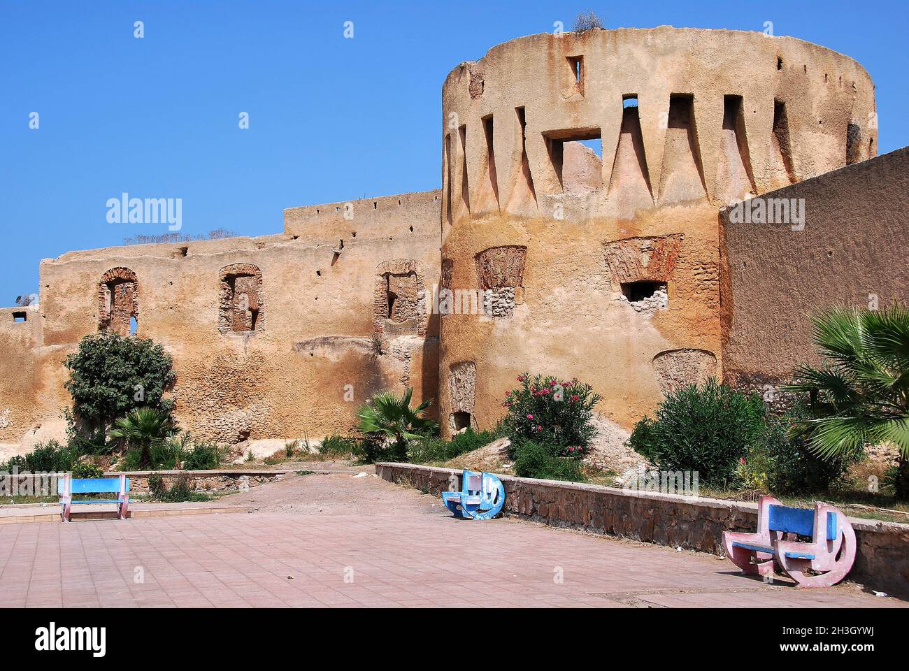 Mouth of the Oum Errabia river, the city of Azemmour in Morocco Stock ...
