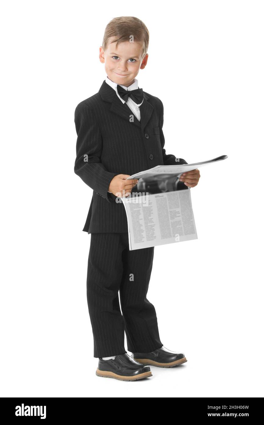 Boy holding a newspaper Stock Photo - Alamy