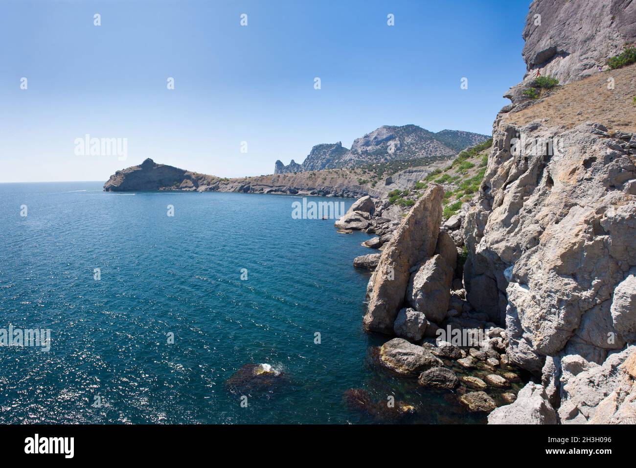 Summer view seacoast. Sudak beach. Black Sea, Ukraine Stock Photo - Alamy