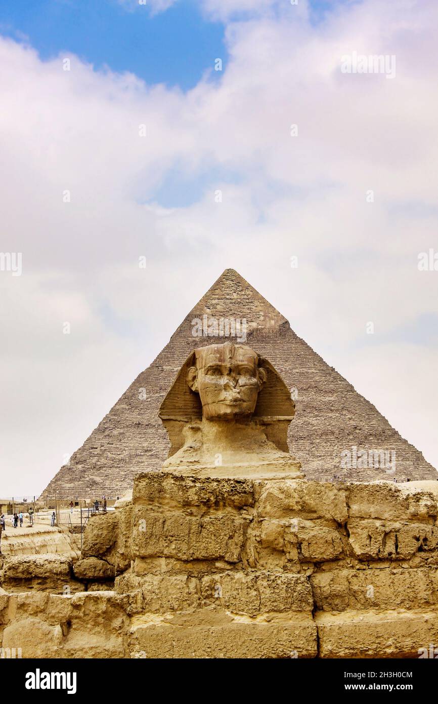 Sphinx and the Great Pyramid Stock Photo - Alamy