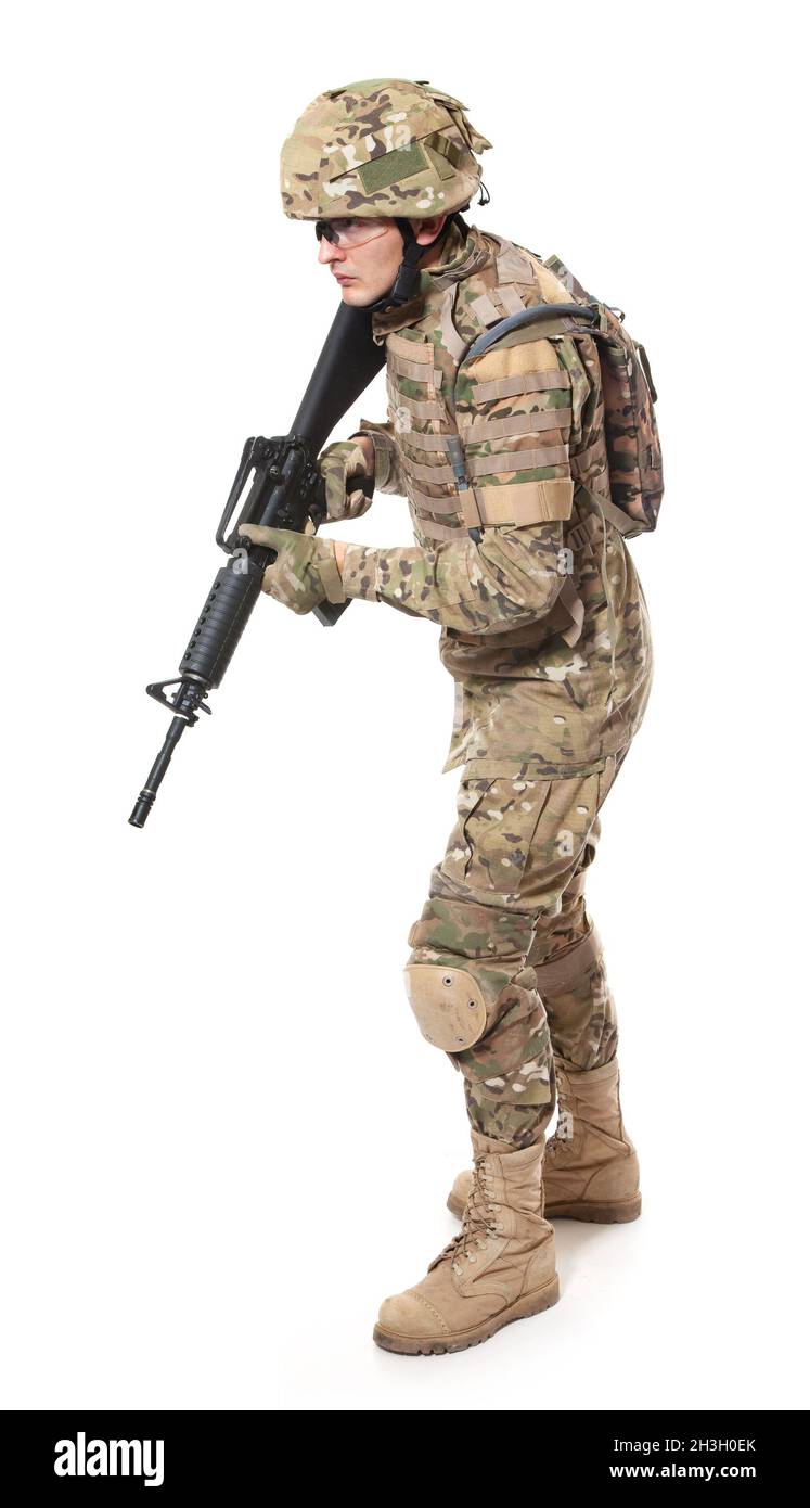 Modern soldier with rifle Stock Photo - Alamy