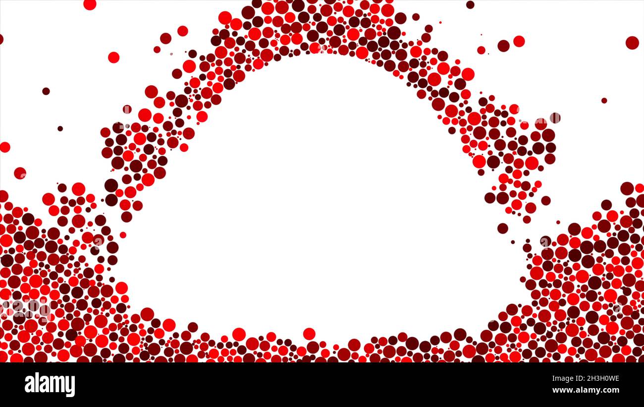 Quick motion of multi-colored dots of different size creating the empty ...
