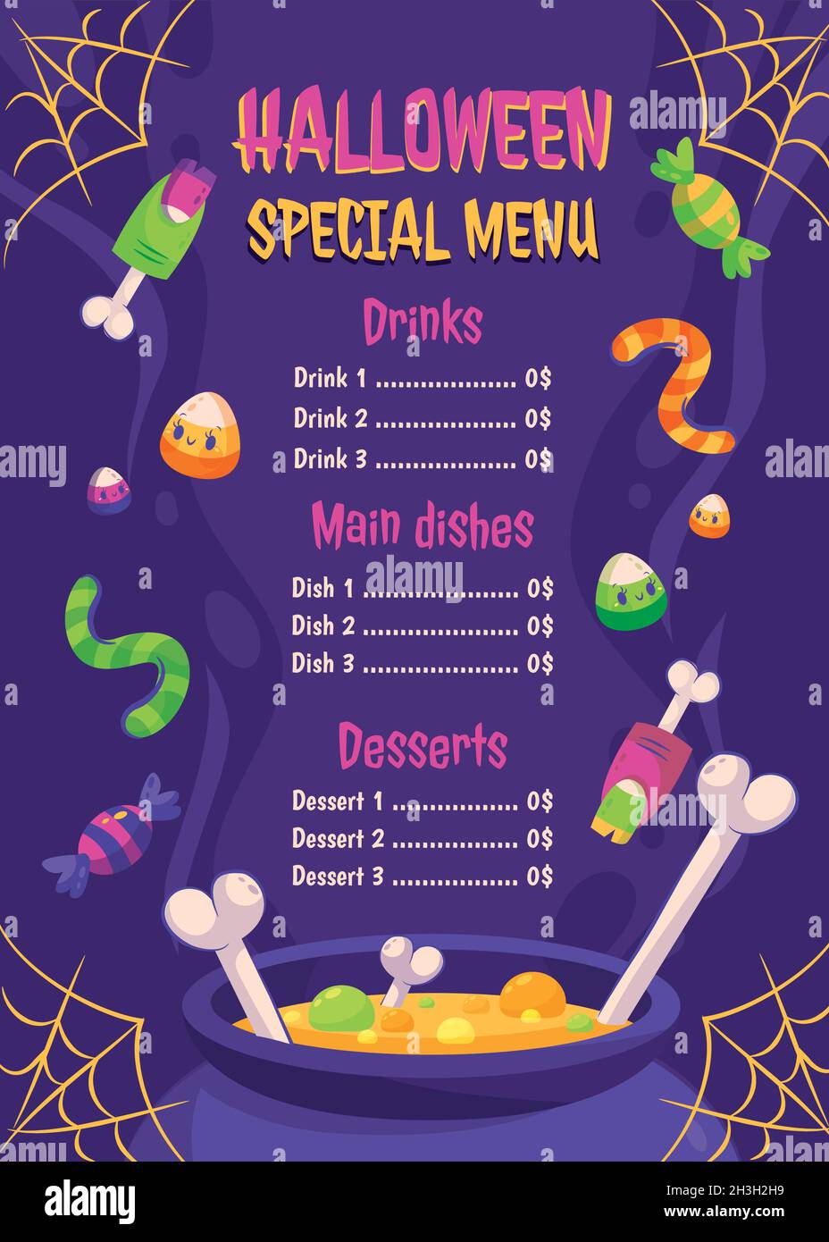 flat halloween menu template vector design illustration Stock Vector ...