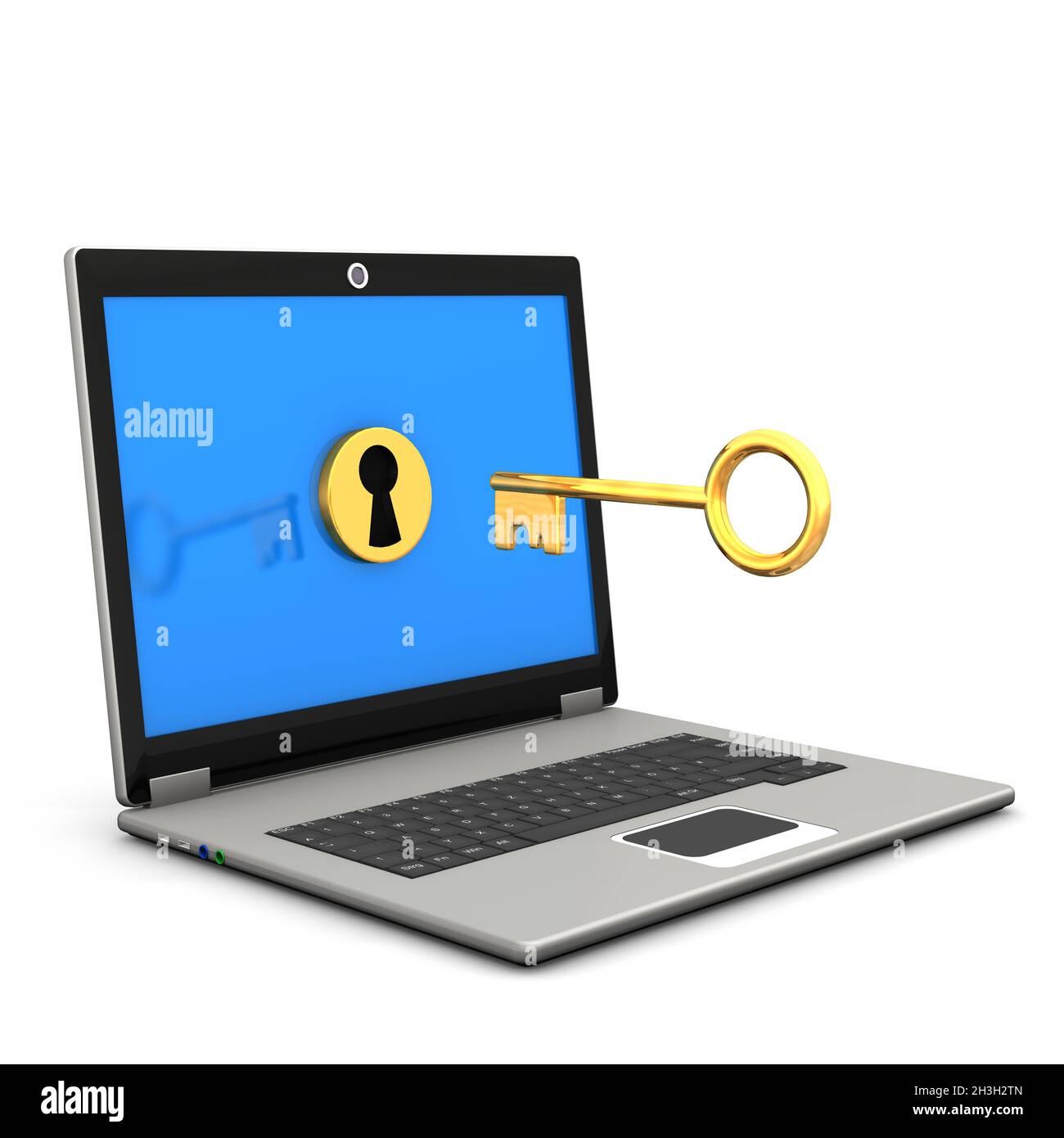 Laptop Golden Key Stock Photo - Alamy