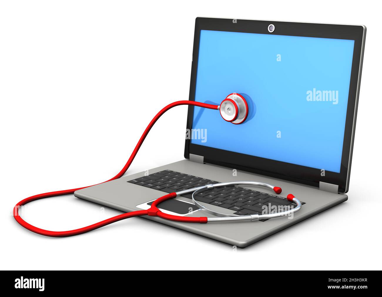 Doctor laptop stethoscope Cut Out Stock Images & Pictures - Alamy