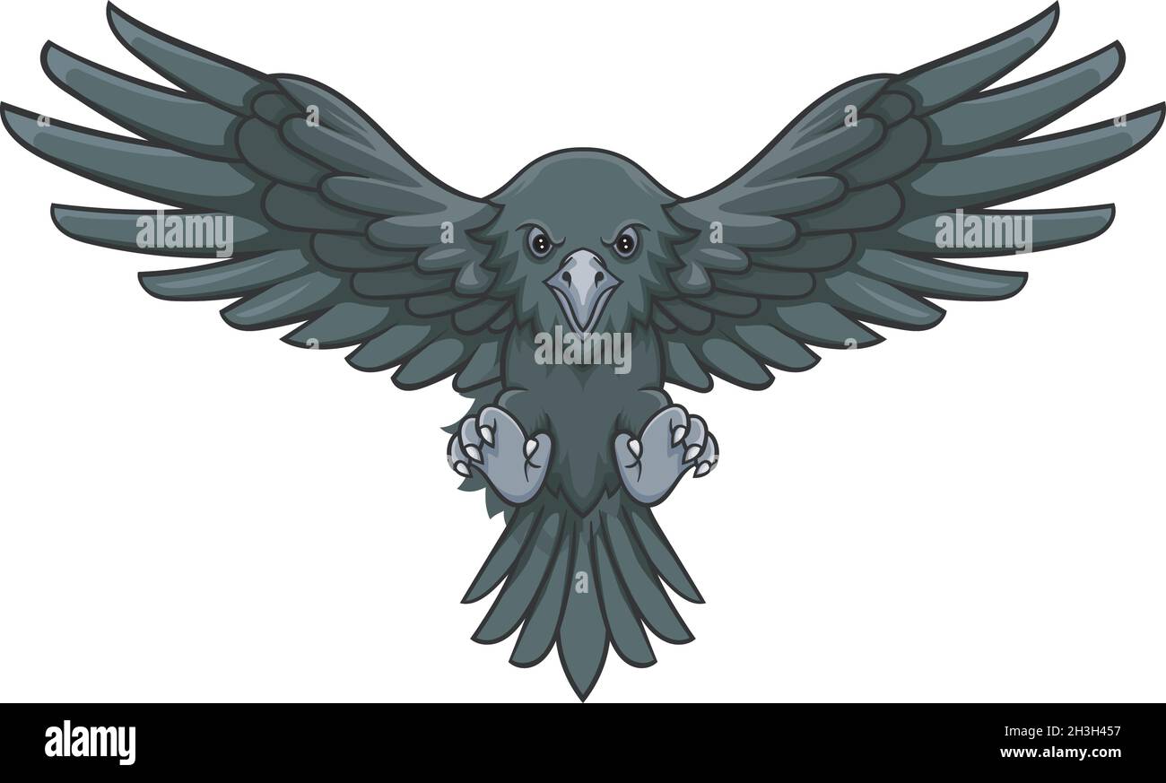 Cartoon crow flying isolated on white background Stock Vector Image ...