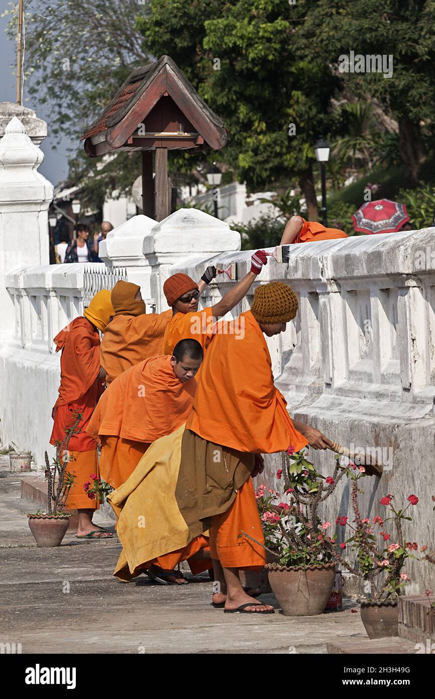 Young monks working hi-res stock photography and images - Alamy