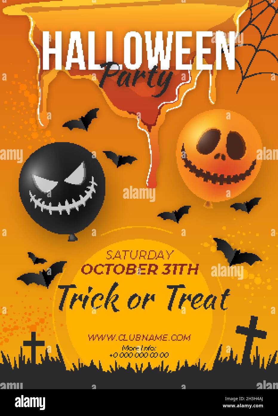 realistic halloween party vertical poster template vector design ...