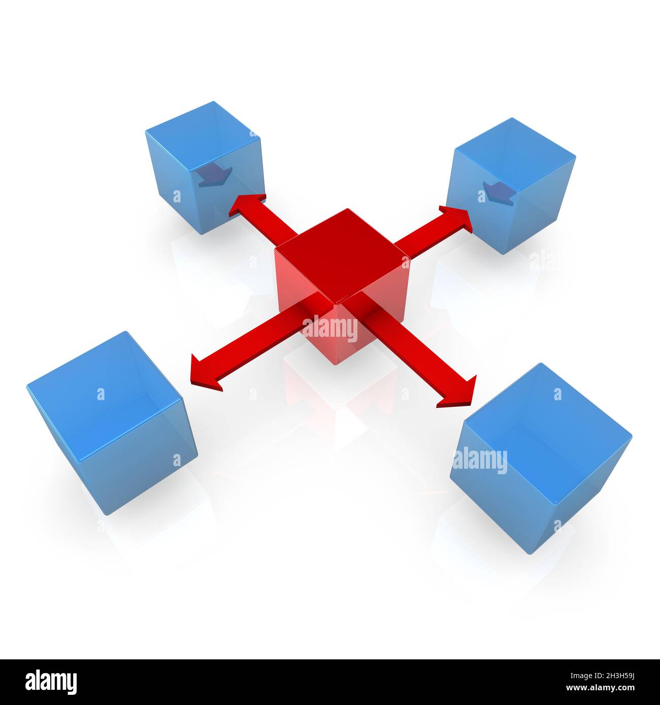 Blue Cubes With Red Cube Stock Photo - Alamy
