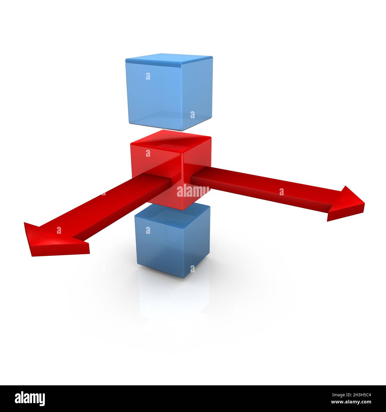 Three Cubes Two Arrows Stock Photo - Alamy