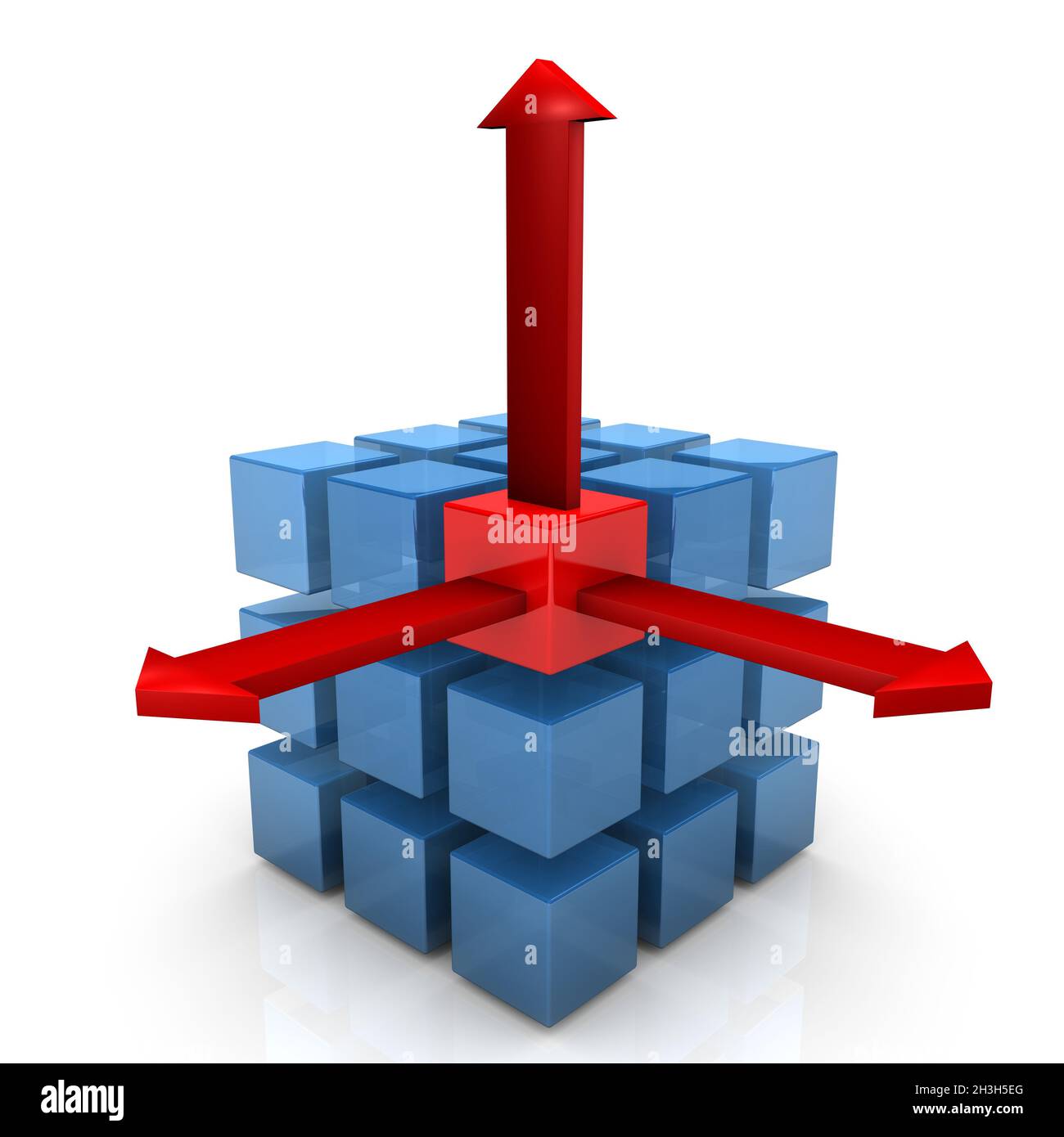 Three Cubes Three Arrows Stock Photo - Alamy