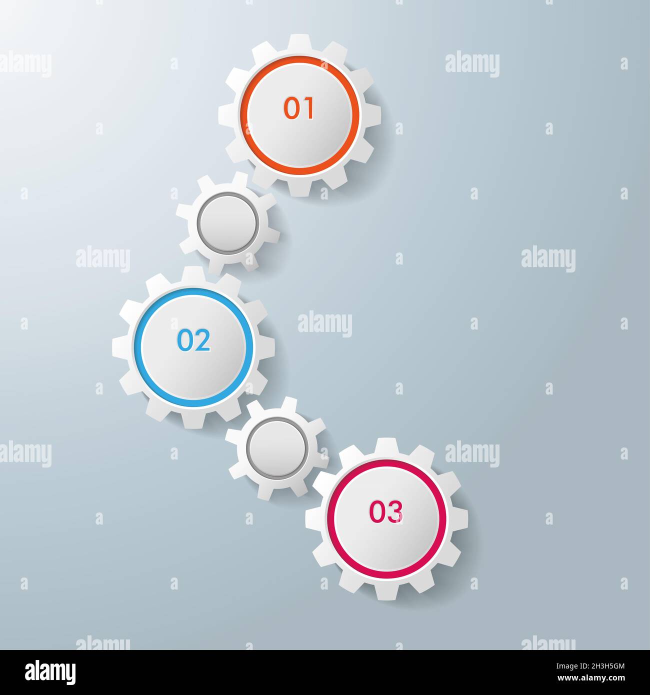 Three Gears Infographic Design Stock Photo - Alamy