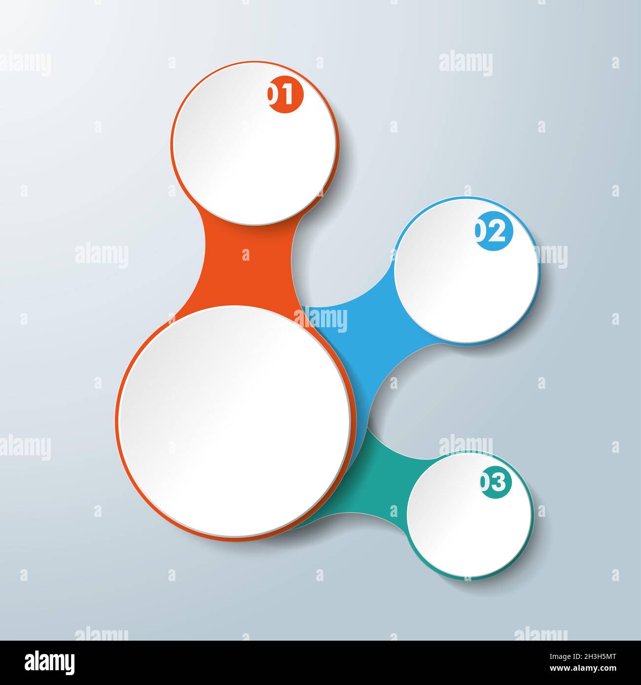 Infographic White Connected Circles 3 Options Stock Photo - Alamy