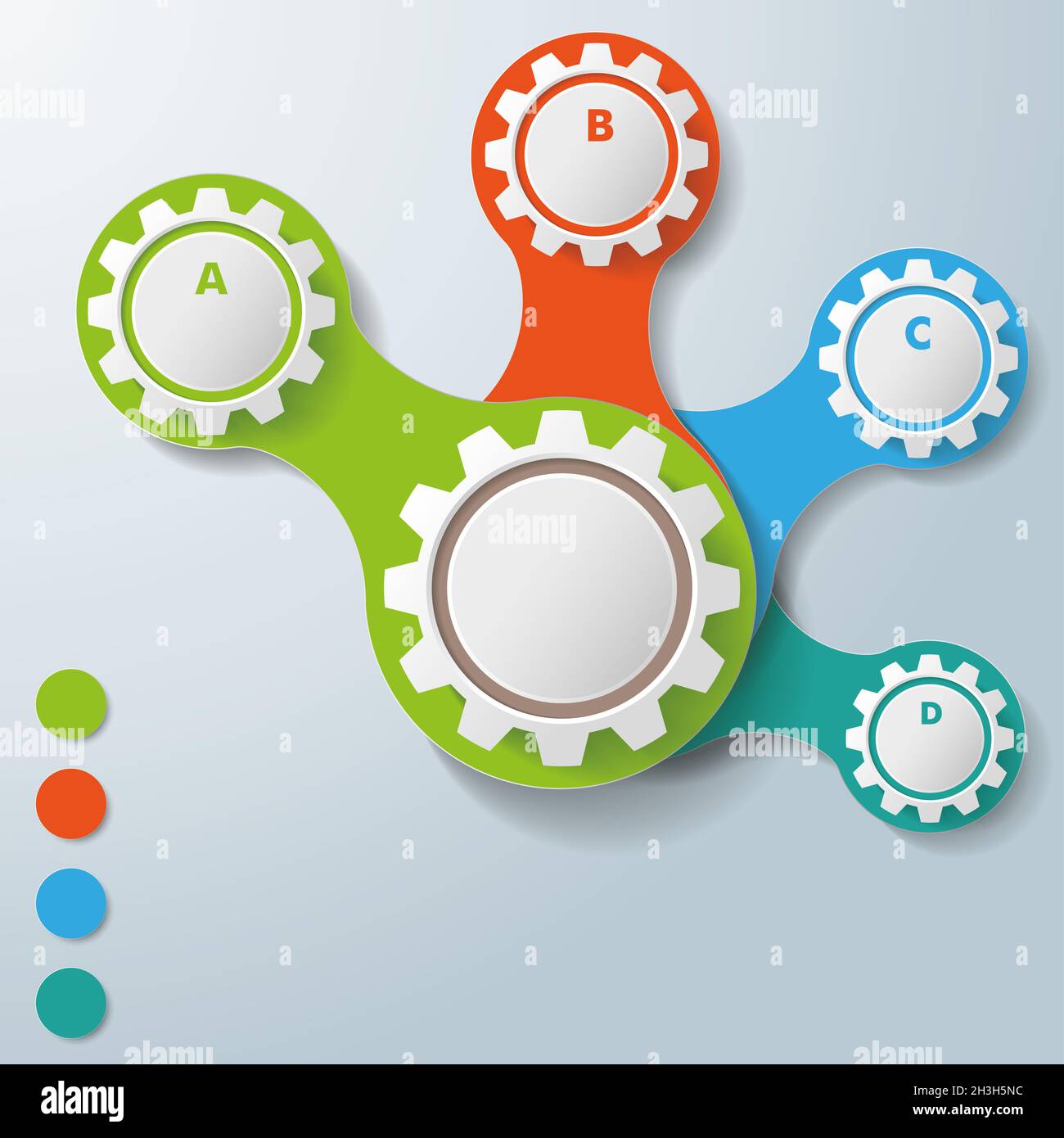 Infographic White Connected Gears ABCD Stock Photo - Alamy