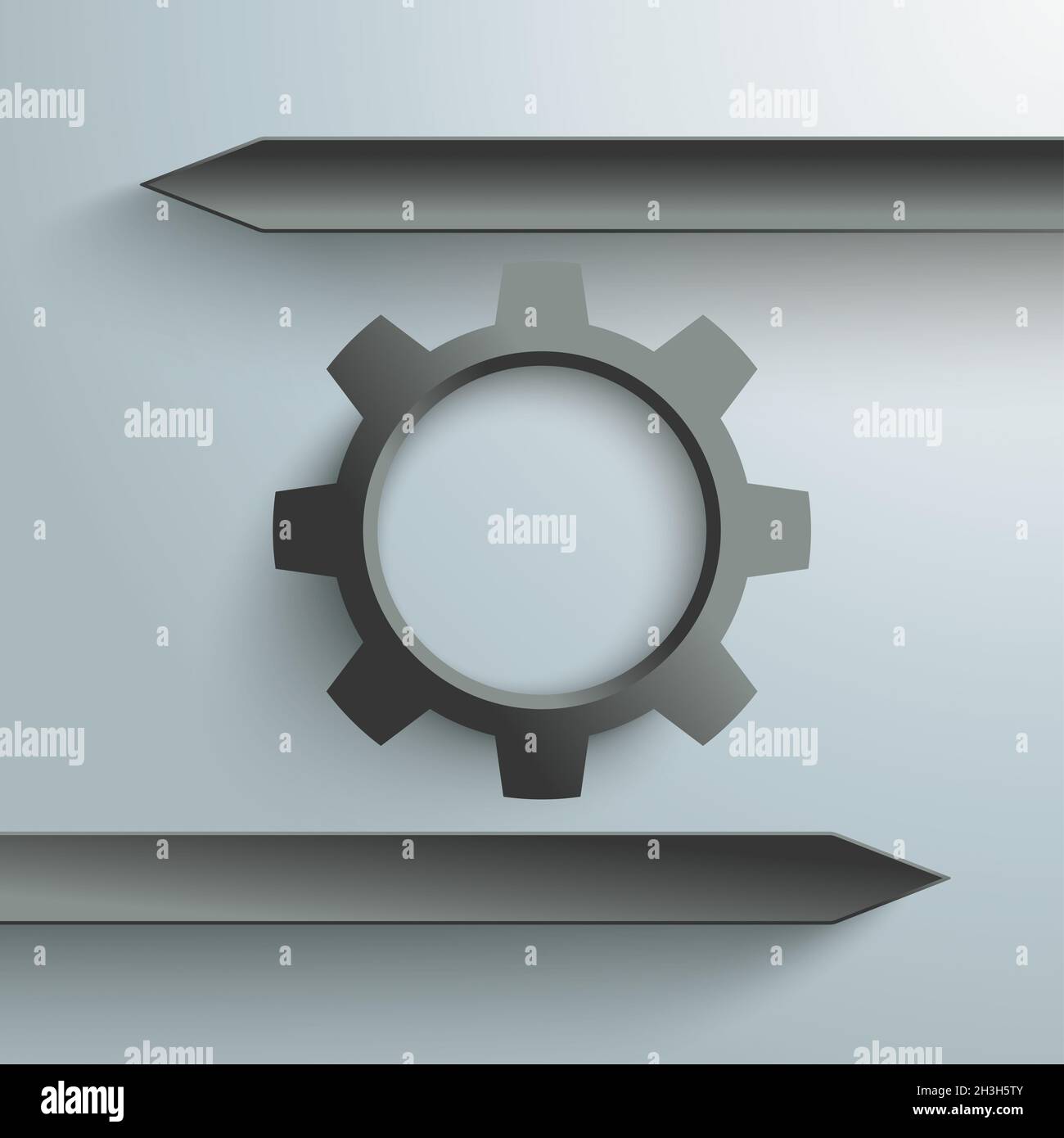 Two Black Arrows Black Gear Stock Photo - Alamy
