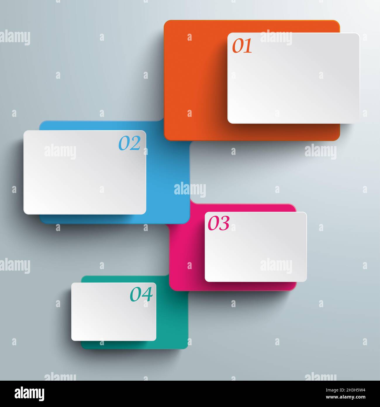 Connected Rectangles Four Steps Infographic PiAd Stock Photo - Alamy