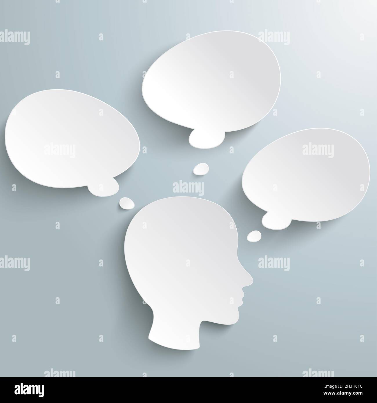 Big Head Three Thought Bubbles PiAd Stock Photo - Alamy