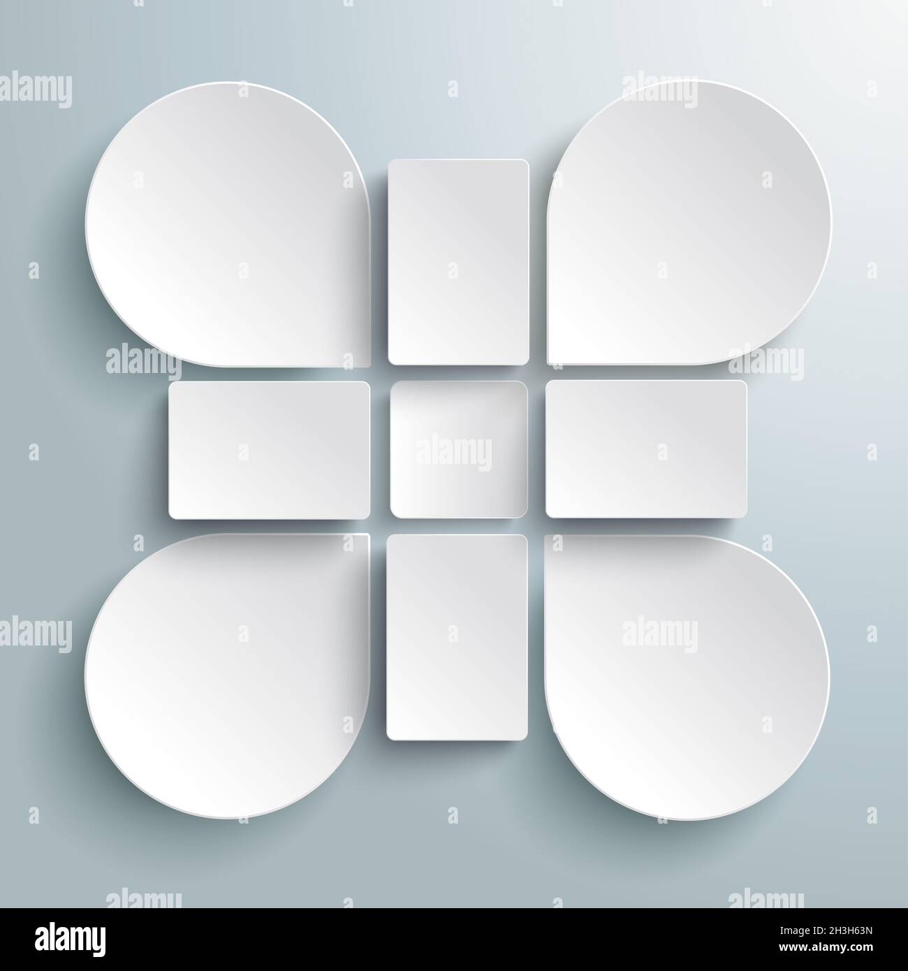 Infographic White Drops Cross Rectangles 4 Options PiAd Stock Photo - Alamy