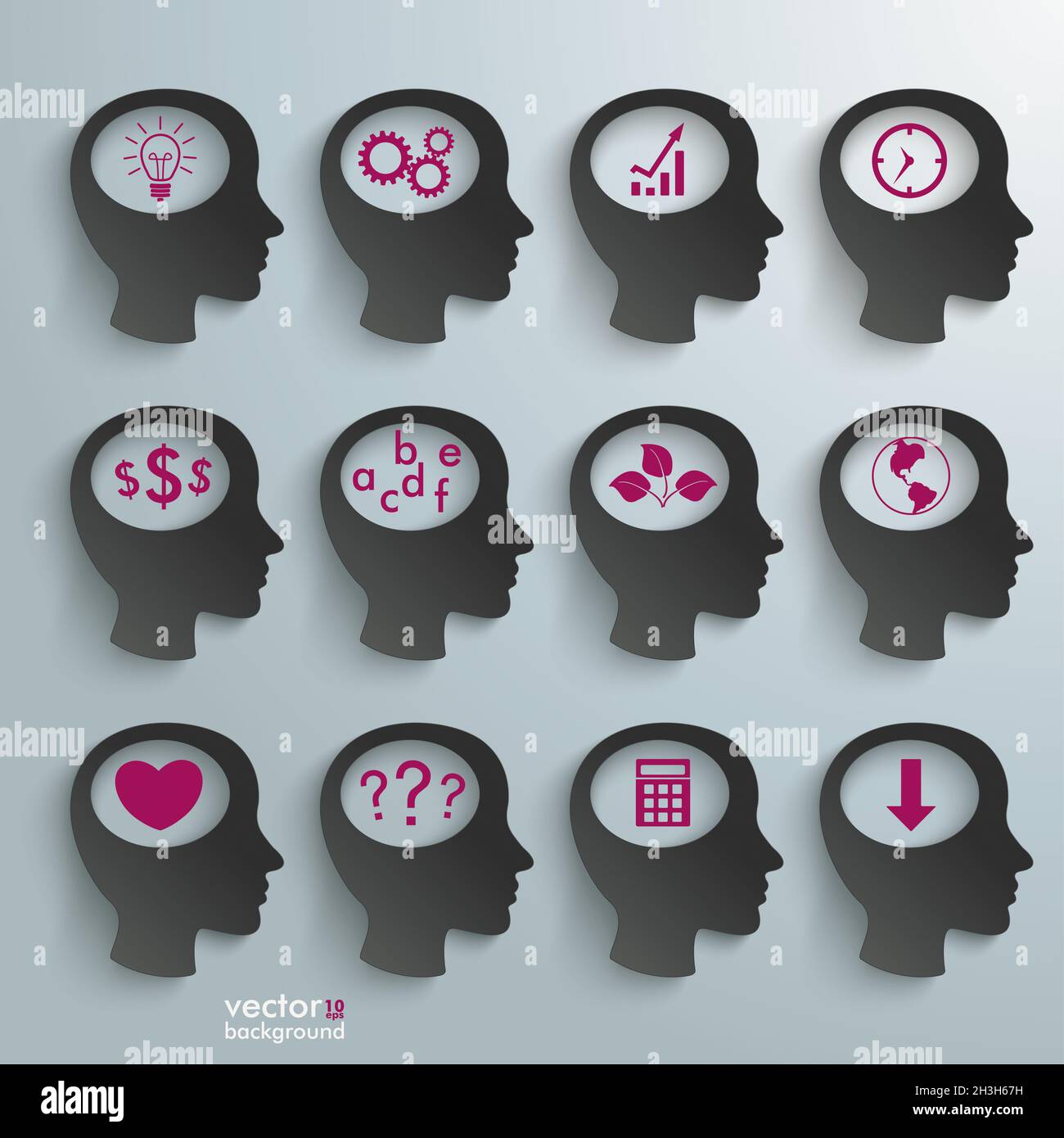 Black Heads Icon Set Stock Photo - Alamy