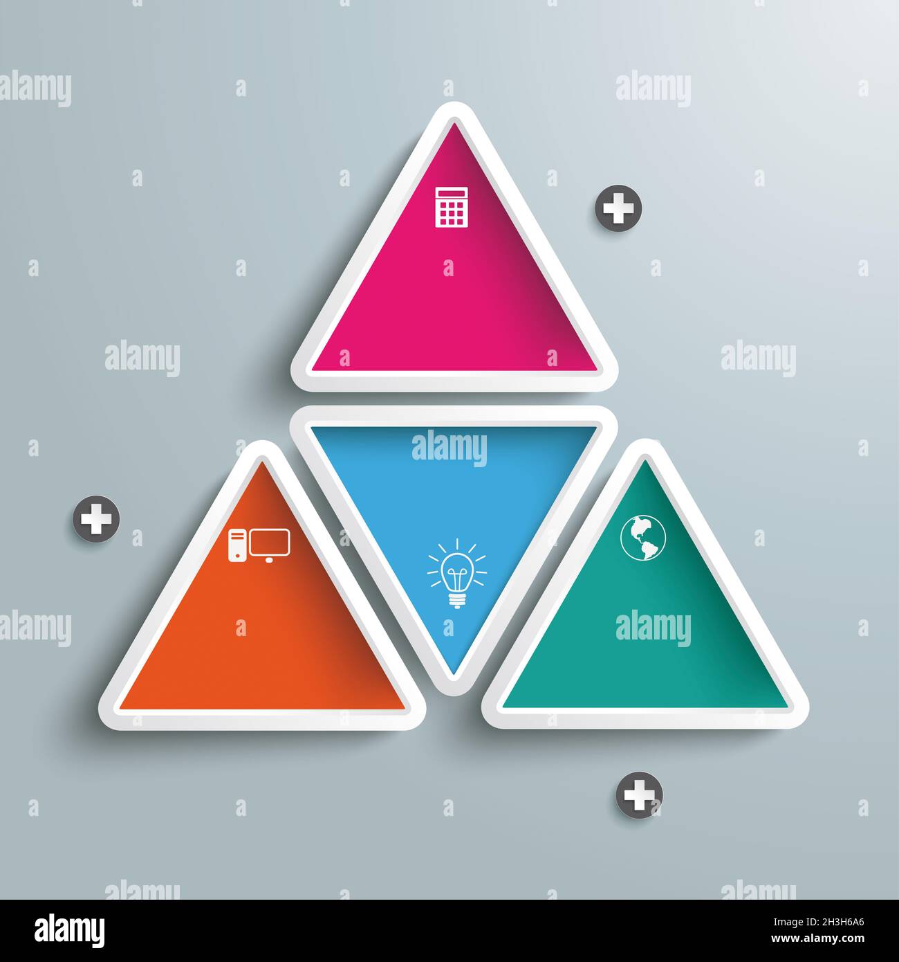 Big Triangle With Four Colored Triangles Infographic Stock Photo - Alamy