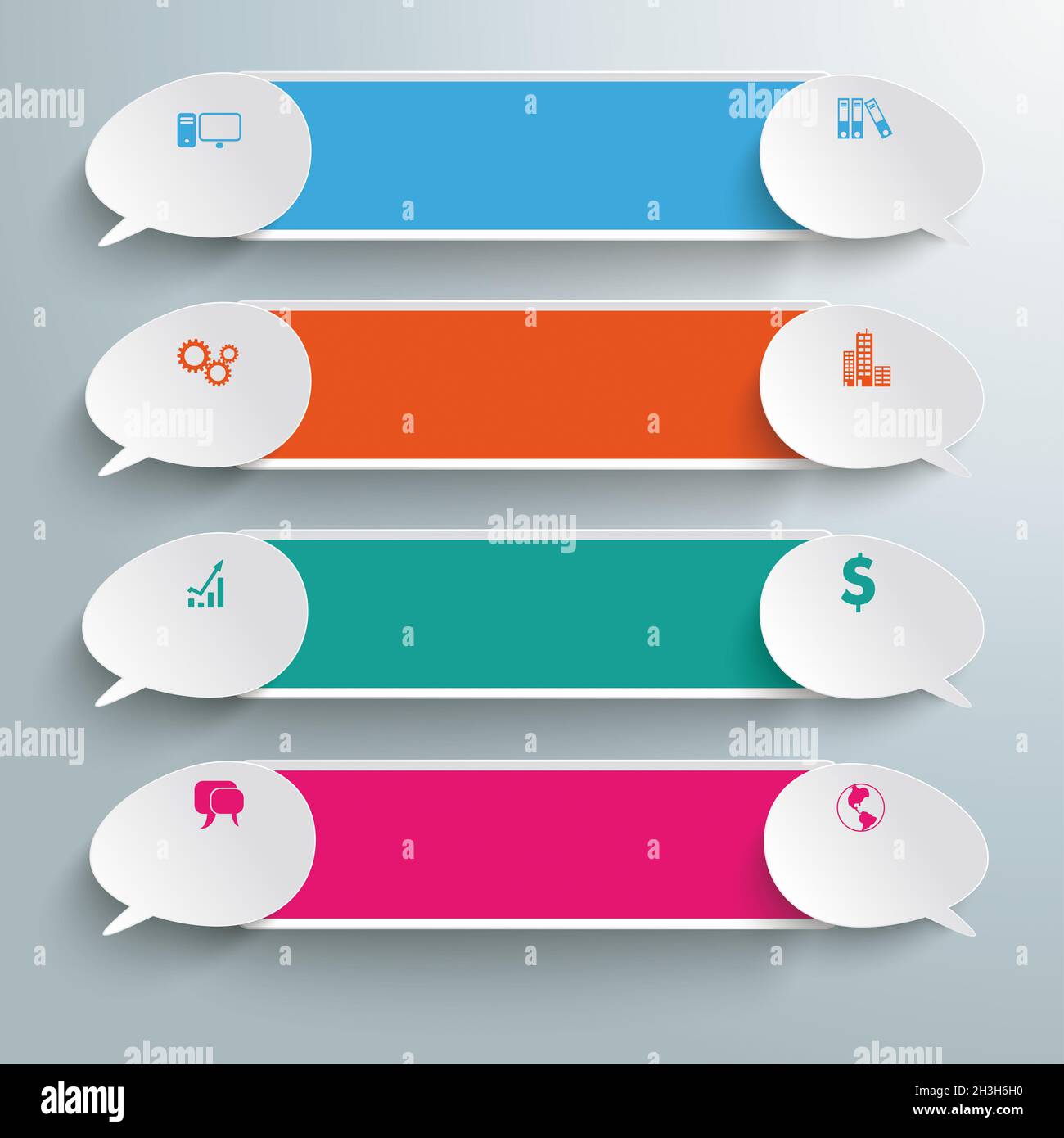 Four Colored Double Speech Bubble Banners PiAd Stock Photo - Alamy