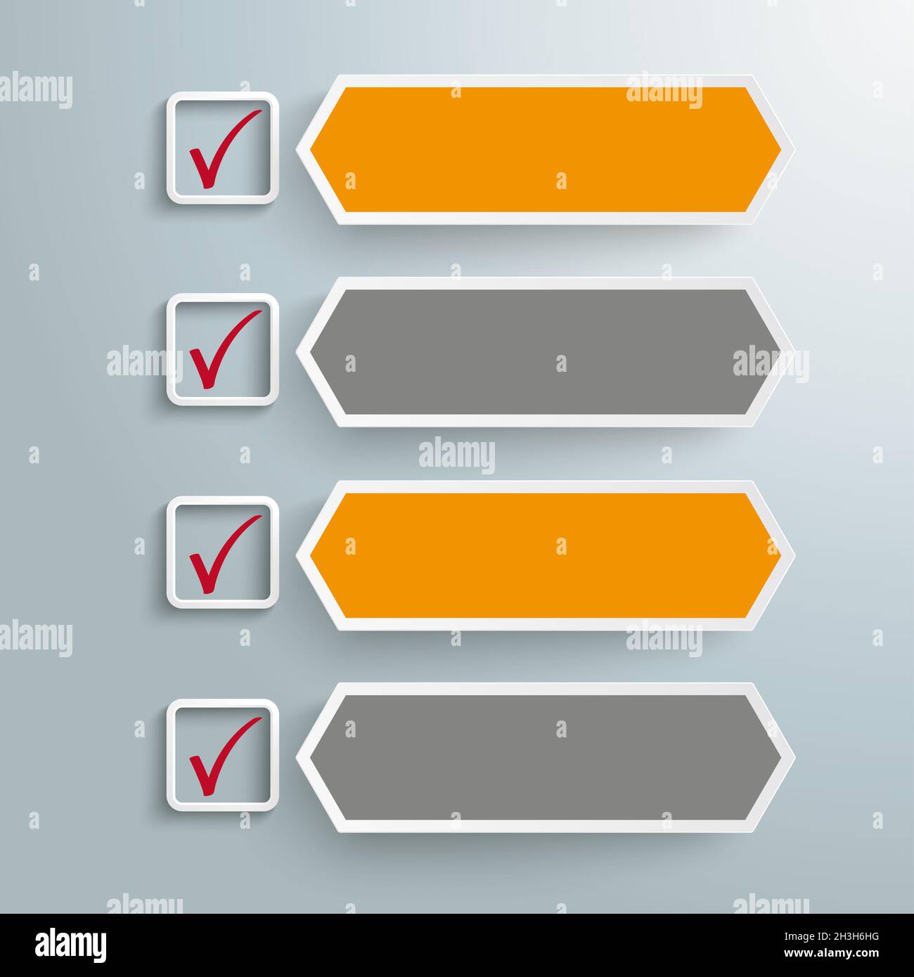 Checklist Banners Long Hexagons PiAd Stock Photo - Alamy