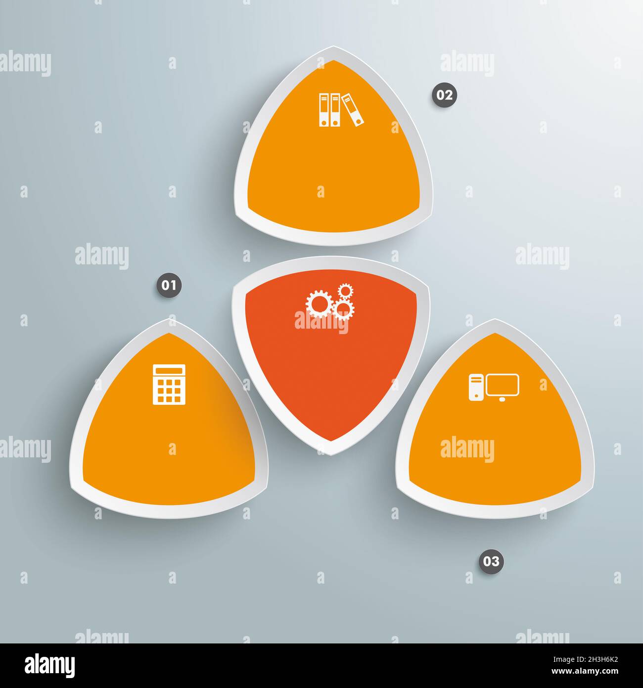 4 Round Colored Triangles Orange Infographic PiAd Stock Photo - Alamy