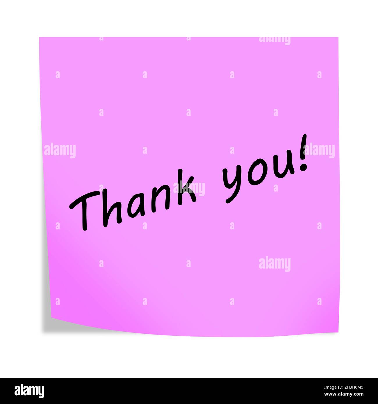 A Thank you 3d illustration post note reminder on white with clipping ...