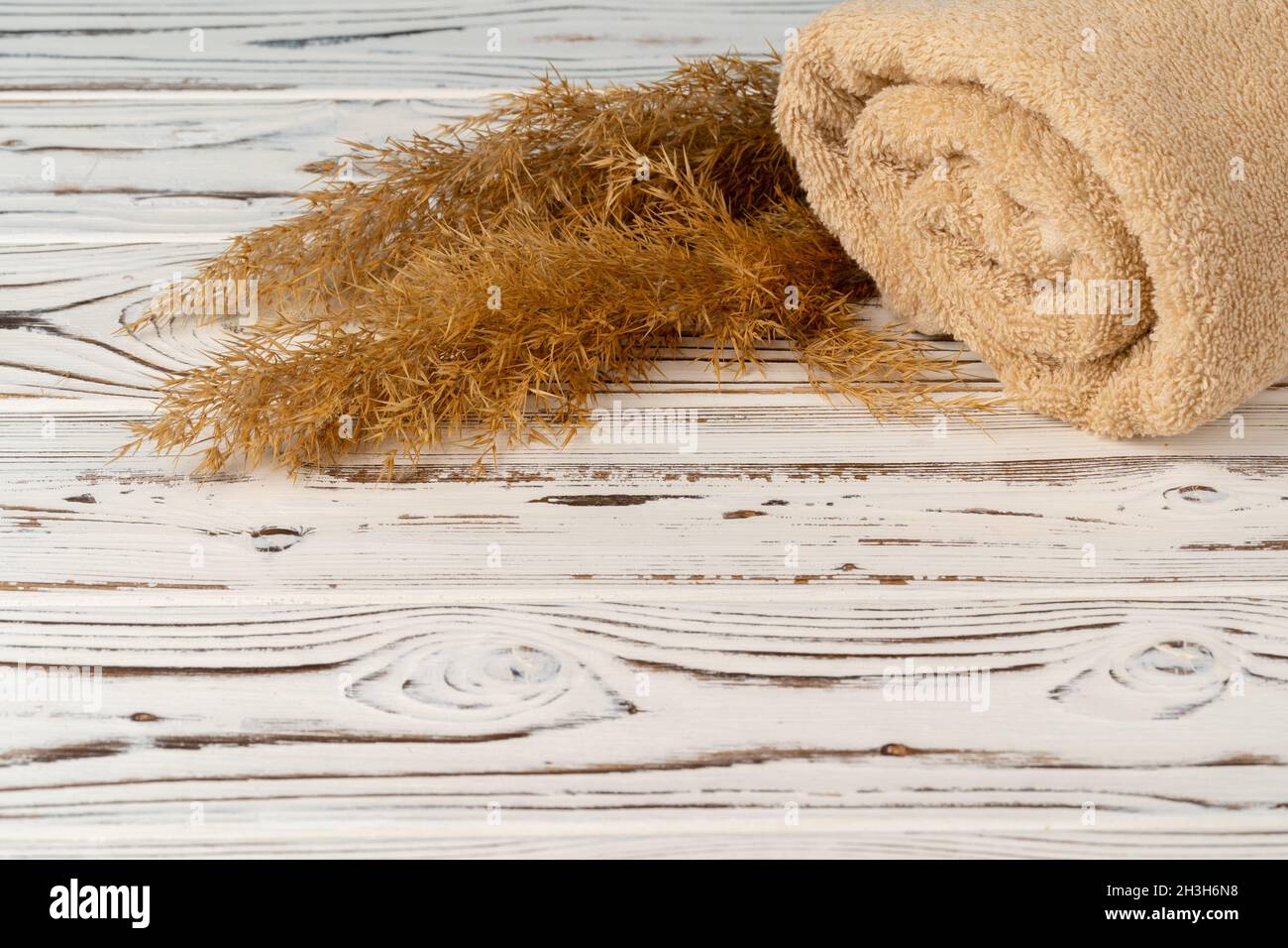Household work. Clean towel ready to use Stock Photo - Alamy