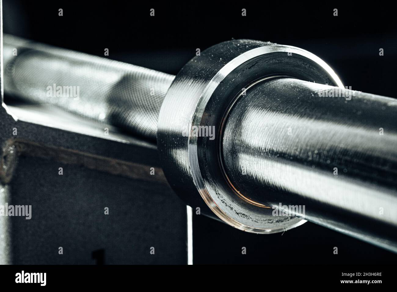 Metal gym weight bar for powerlifting close up Stock Photo - Alamy