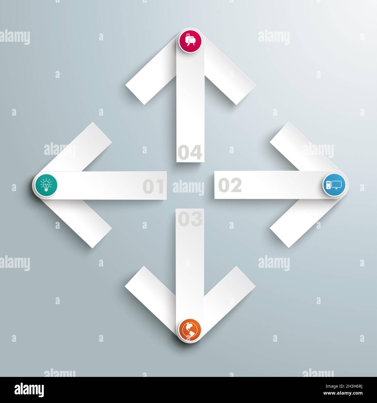 4 White Arrows Cross Compass PiAd Stock Photo - Alamy