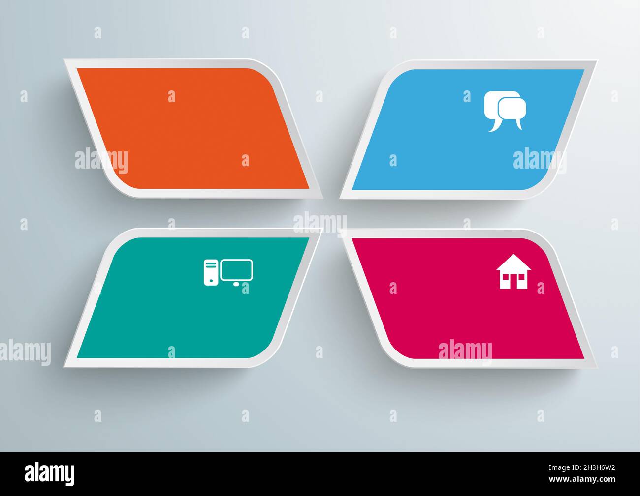 4 Colored Bevel Rectangels Infographic PiAd Stock Photo - Alamy