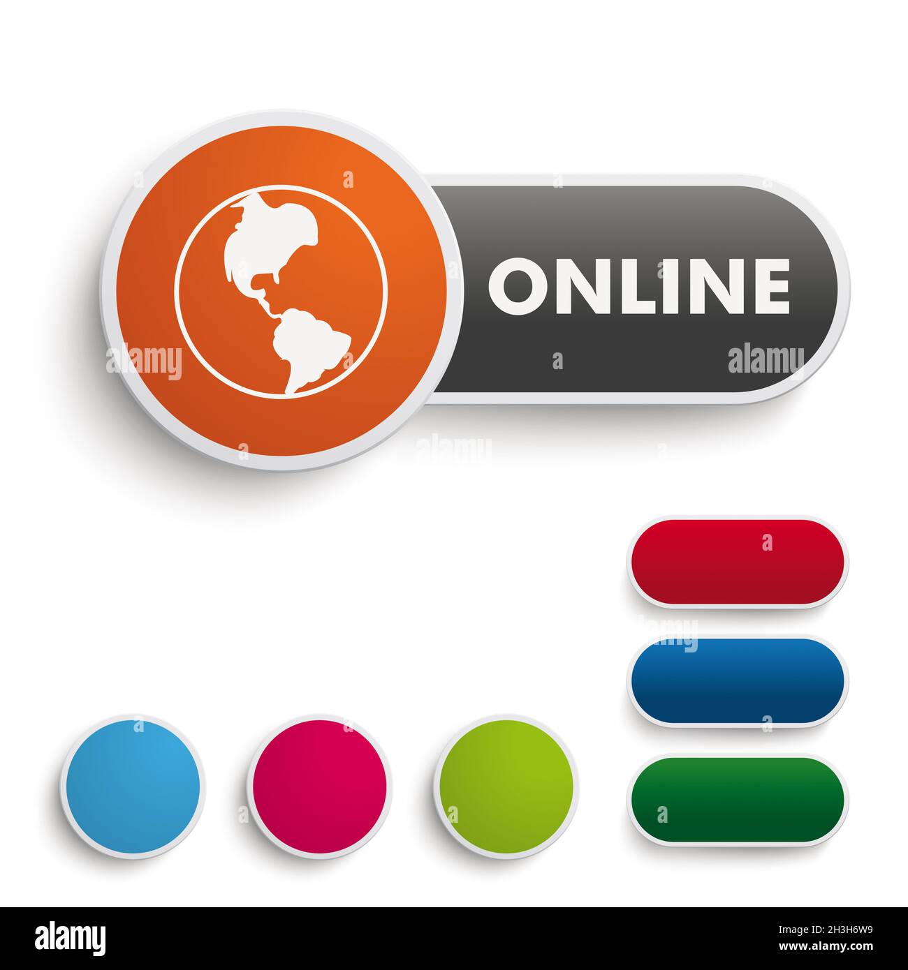 Online Button Black Orange PiAd Stock Photo - Alamy