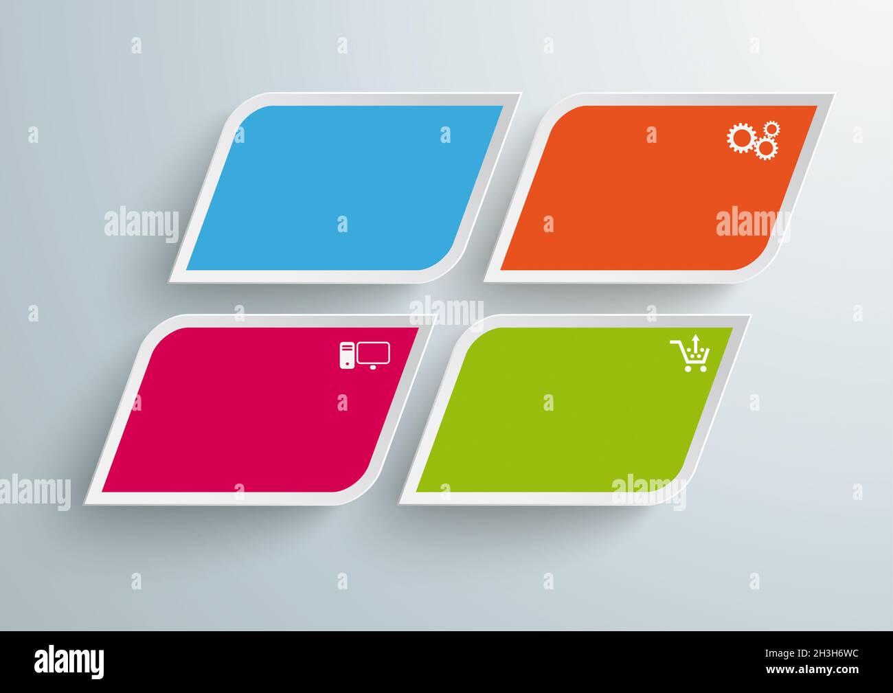 4 Colored Bevel Squares Infographic PiAd Stock Photo - Alamy